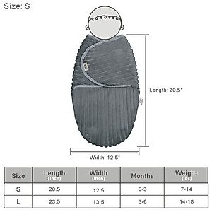 BlueSnail 3-6 Month Swaddle, Newborn Swaddle, (S,0-3 Months, Light Gray)