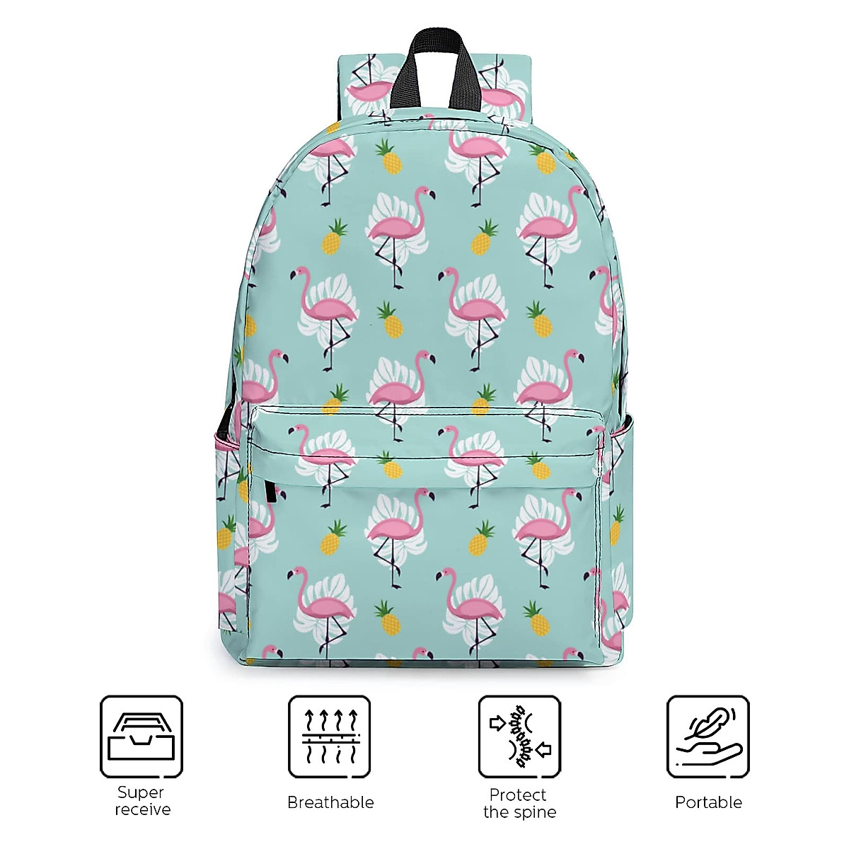 Ewobicrt Flamingo Pineapple Backpack 16.7 inch Large Cute Laptop Bag Casual Daypack Bookbag for Work Travel Camping