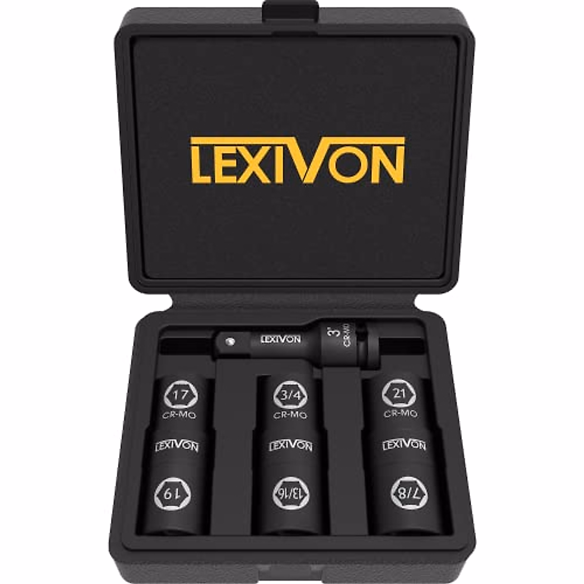 LEXIVON Impact Socket Set, 6 Total Lug Nut Size | Innovative Flip Socket Design Cover Most Commonly Inch & Metric Used Sizes | Cr-Mo Steel = Fully Impact Grade (LX-111)