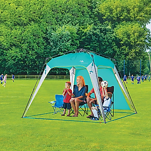 Mobihome 8.2'x8.2' Pop Up Canopy Tent Easy One Person Setup Instant Outdoor Beach Canopy Folding Portable Sports Shelter with 1 Sidewall - Turquoise