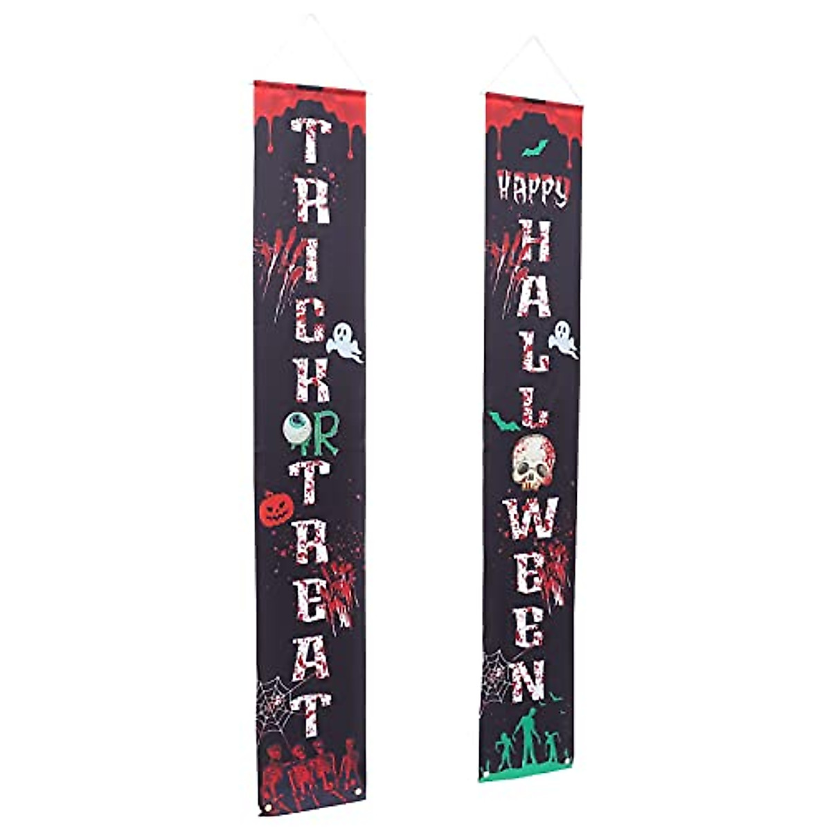 PRETYZOOM 8 Sets Decoration Treat Unique Use Trick Ornament Themed Signs Banners Couplet Style Banner for - Party Hanging Haunted Front Halloween Decor Creative Delicate Pendant Spider Door