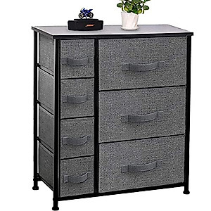 CERBIOR Wide Drawer Dresser Storage Organizer 5-Drawer 7-Drawer Closet Shelves, Sturdy Steel Frame Wood Top with Easy Pull Fabric Bins for Clothing, Blankets