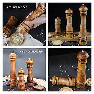WSRYYCC Oak pepper grinder, manual salt grinder, seasoning and Spice Grinder, kitchen gadgets, pepper seasoning jar (10inch 2piece)