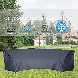 J&C Patio Curved Sofa Cover 420D Outdoor Furniture Covers Waterproof Heavy Duty Patio Furniture Covers Extra Large Sectional Furniture Cover for Winter Lawn Garden