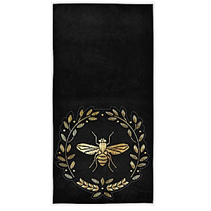 AGONA Vintage Gold Bee Floral Hand Towel Ultra Soft Absorbent Fingertip Towels Large Decorative Bath Towels Multipurpose for Bathroom Kitchen Gym Yoga Spa 30 x15 inch