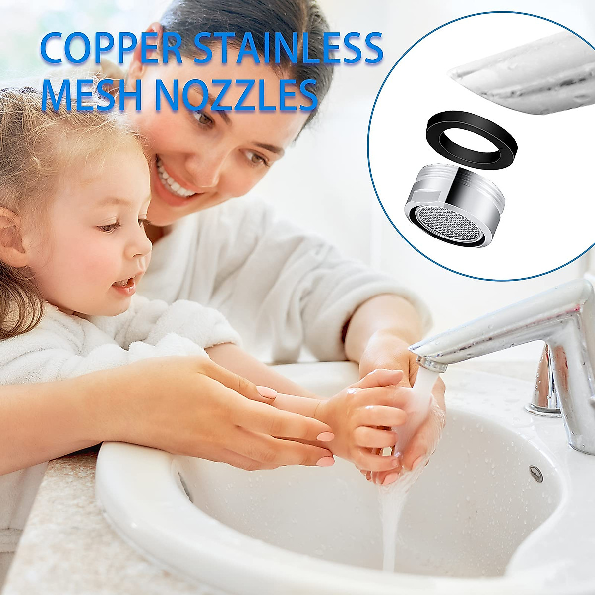 12 Pieces 2.2 GPM Sink Faucet Aerator, Kitchen Sink Aerator Replacement Parts, Bathroom Faucet Aerator, Faucet Adapter Kit with 15/16-Inch or 24 mm Male Thread for Kitchen Bathroom Sink Faucets