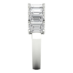 Clara Pucci 2.61 Carat Emerald Cut Clear Simulated Diamond 14k White Gold Eternity Wedding Engagement Promise Anniversary Band - Size 8