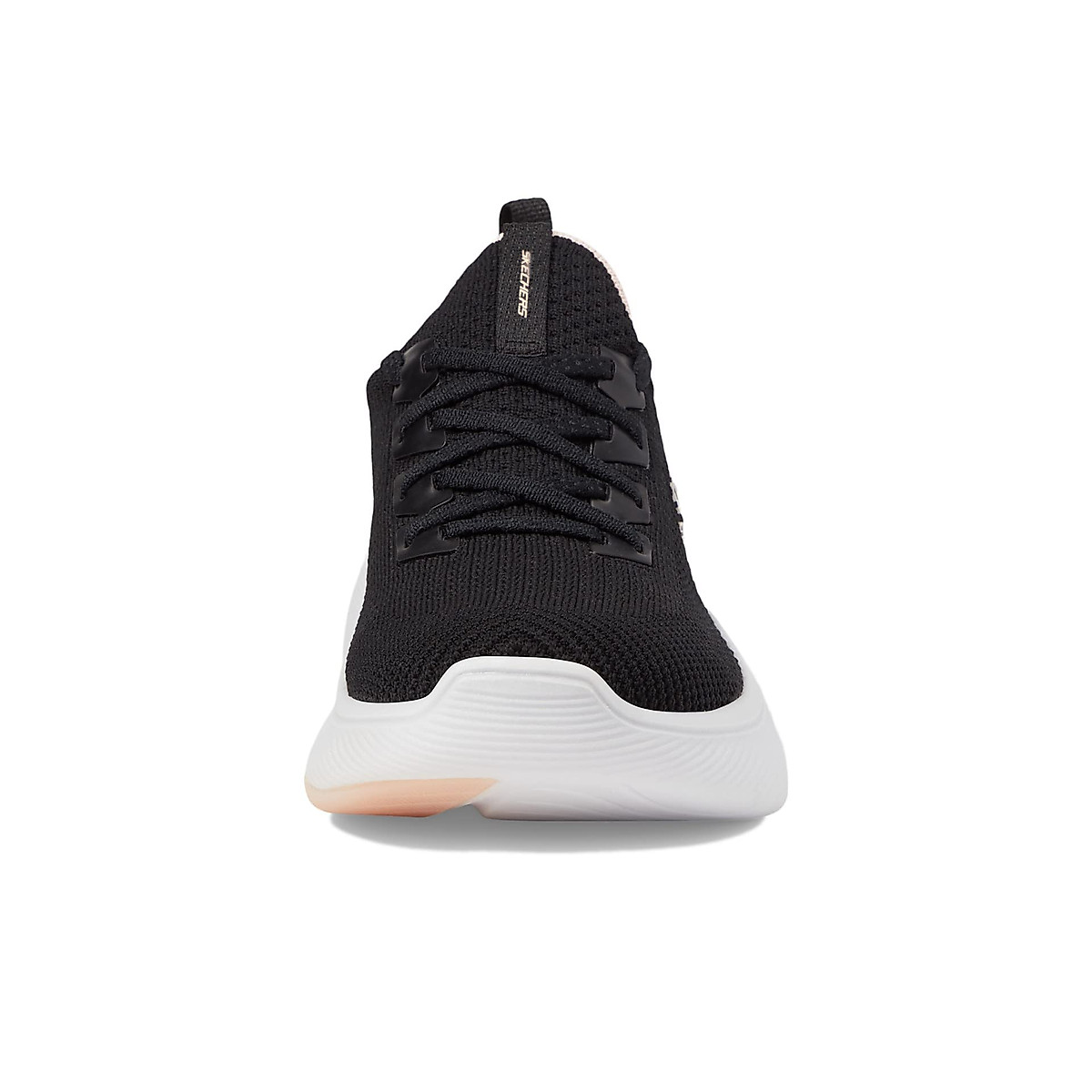 Skechers Women's Trainers, Black Knit Pink Trim, 8.5