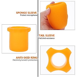 EXCEART 5pcs Handheld Microphone Windscreen Foam Cover 5pcs Microphone Protection Rings Silicone 5pcs Ring Bottom Rod Sleeve Holder for KTV Device