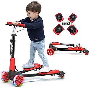 Ygqtbc Scooter for Kids, Kick Scooter with 3 Wheel Scooter for Toddlers Girls & Boys, Safe Lean to Steer with PU Flashing Wheels for Foldable, Adjustable Handles & Lightweight Construction