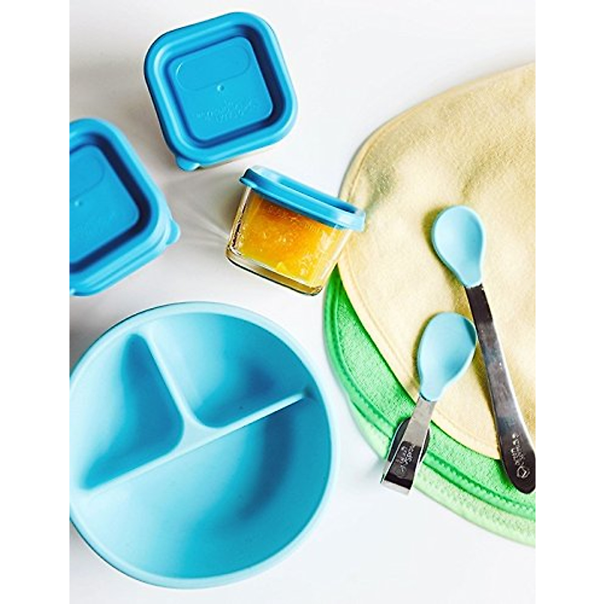 green sprouts Learning Spoon Set | Parent feeds while baby learns | Includes self-feeding spoon for baby to learn & feeding spoon for adult, 2 Piece Set