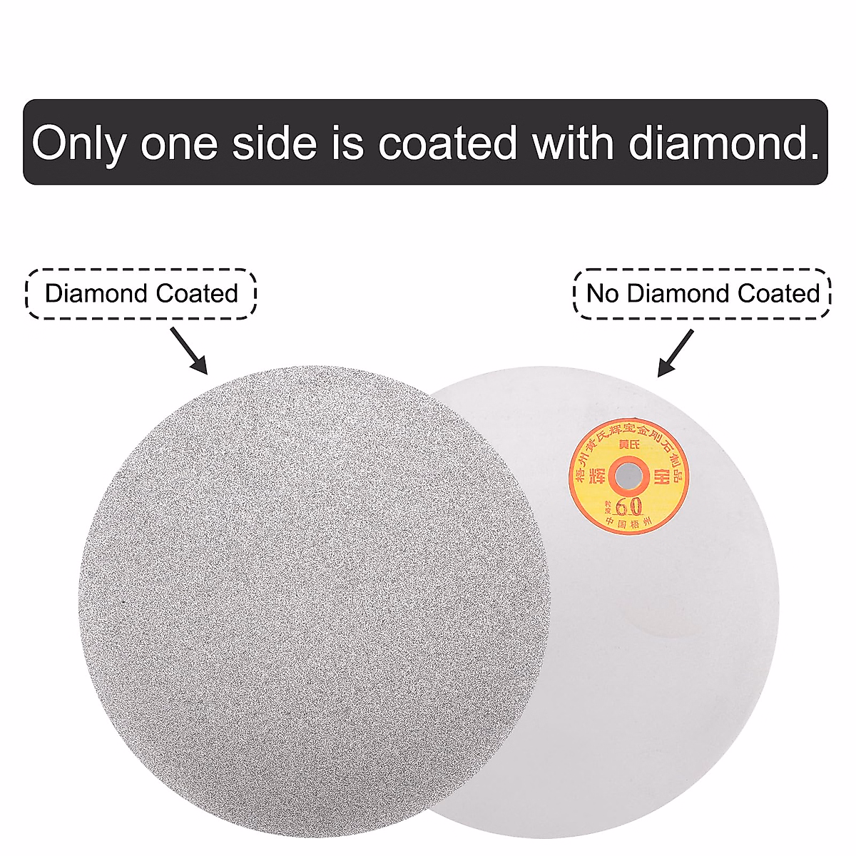 uxcell Diamond Sanding Grinding Disc, 12-Inch (300mm) Grit 60 No Center Hole, Flat Lap Disk Polishing Discs Abrasive Wheel for Gemstone Tile Porcelain Glass Stone Metal