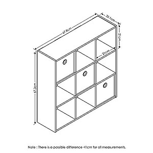 Furinno 13207GY/BK Simplistic 9-Cube Organizer with Bins, French Oak Grey/Black