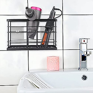 Hair Dryer Holder Hair Tool Organizer Wall Mounted/Cabinet Door,Anti-Rust Coating Hair Styling Tools,Bathroom Storage Organizer for Blower Dryer,Flat Irons,Curling