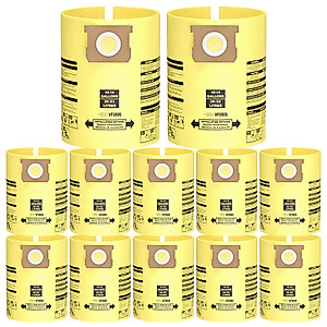 10PCS 10-14 Gallon Vacuum Bags for Shop Vac Bags, Disposable Wet Dry Vaccum Collection Bags Replace Part Type I #90672 9067200, Type F #90662 9066200 9066233, VF2005 (Yellow)