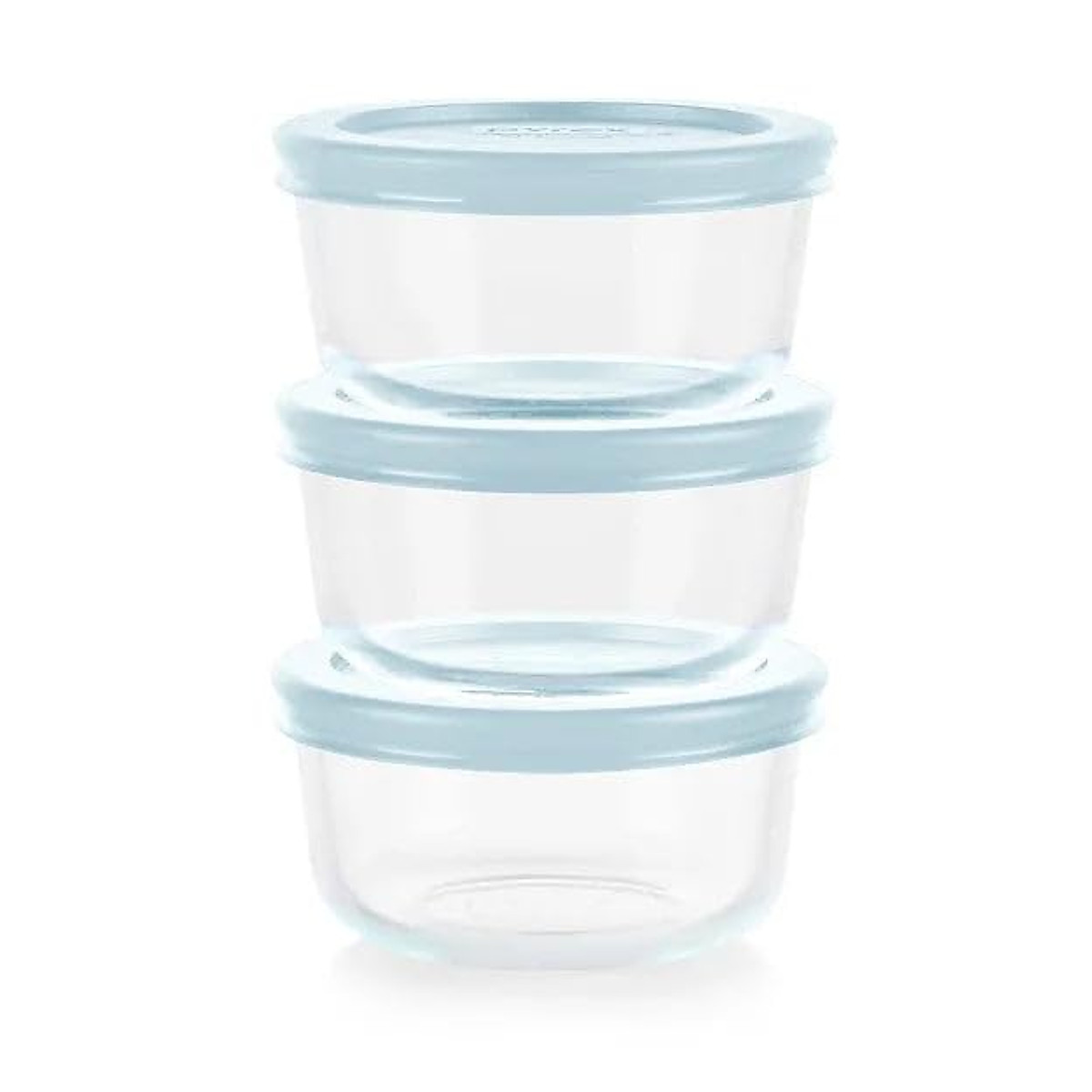 Pyrex® Simply Store® 6-piece 1-cup Round Glass Storage Set with Cloud Blue Lids