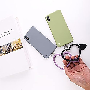 TIESOME Heart Loop Phone Lanyard, Smart Phone Hand Wrist Lanyard Strap with Key Chain Holder Compatible with Most Smartphones for Cell Phone Case Keys ID Badges with 2packs Back Patch(Black)