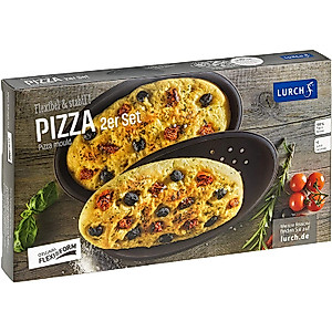 LURCH Germany Flexiform Silicone Oval Pizza Molds 9.8 x 5.9 inches - Set of 2 - Brown