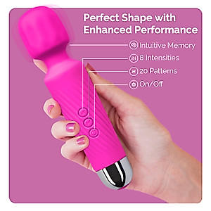 Ava Vibrator Wand Sex Toys [Clit Stimulator Vibrators] Vibrator for Woman | Sex Toy | 4+ Hr Battery | Gifts for Women | 20 Patterns & 8 Speeds of Pleasure | Quiet Adult Sex Toys -Standard - Hot Pink