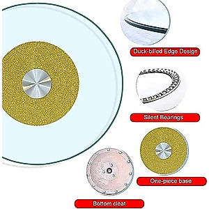 Lazy Susans Turntable 10mm Tempered Glass Lazy Susan Turntable, Round Large Tabletop Serving Plate With Aluminum Alloy Silent Bearing,360° Rotation, Comfortable Dining Experience (Color : Gold, Size