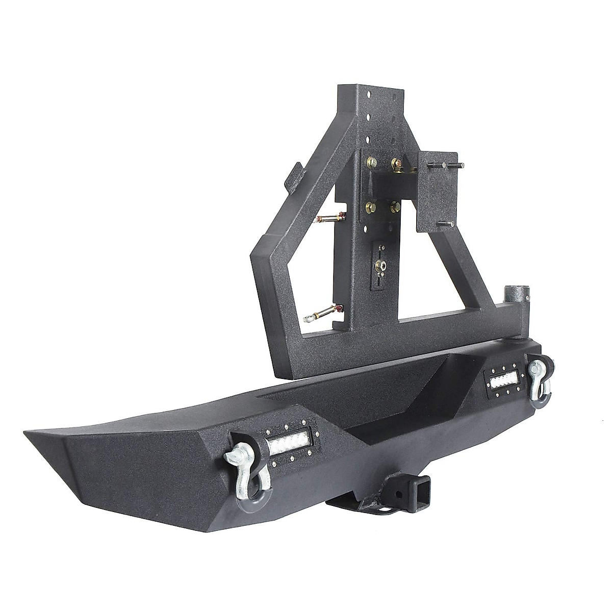 Hooke Road Wrangler JK Rear Bumper with Spare Tire Carrier and 2" Receiver Hitches Compatible with Jeep Wrangler JK & Unlimited 2007-2018