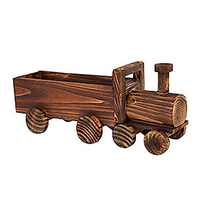 DOITOOL Home Decor Home Decor Plants Pots Succulent Pots Wooden Plant Pot Train Flower Pot Succulent Planter Flower Pots Bonsai Container Decoration Woodsy Decor Plants Pots Car Decor