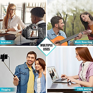 FULAIM Lavalier Lapel Microphone for Smartphone, 19.7Ft Professional Omnidirectional Clip Mic for YouTube/Interview/Recording for PC, Laptop
