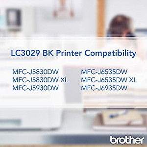 Brother Genuine Super High Yield Black -Ink -Cartridge, LC3029BK, Replacement Black -Ink, Page Yield Up To 3000 Pages, Amazon Dash Replenishment -Cartridge, LC3029