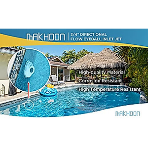 MAKHOON 3/4" Directional Flow Eyeball Inlet Jet for Compatible with Hayward SP1419D with 1-1/2" MIP Threa White Opening Hydrostream Return Jet Replacement Part(6 Pack)
