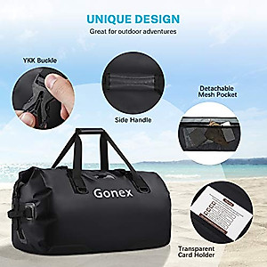 Gonex 60L Extra Large Waterproof Duffle Travel Dry Duffel Bag Heavy Duty Bag with Durable Straps & Handles for Kayaking Paddleboarding Boating Rafting Fishing Black