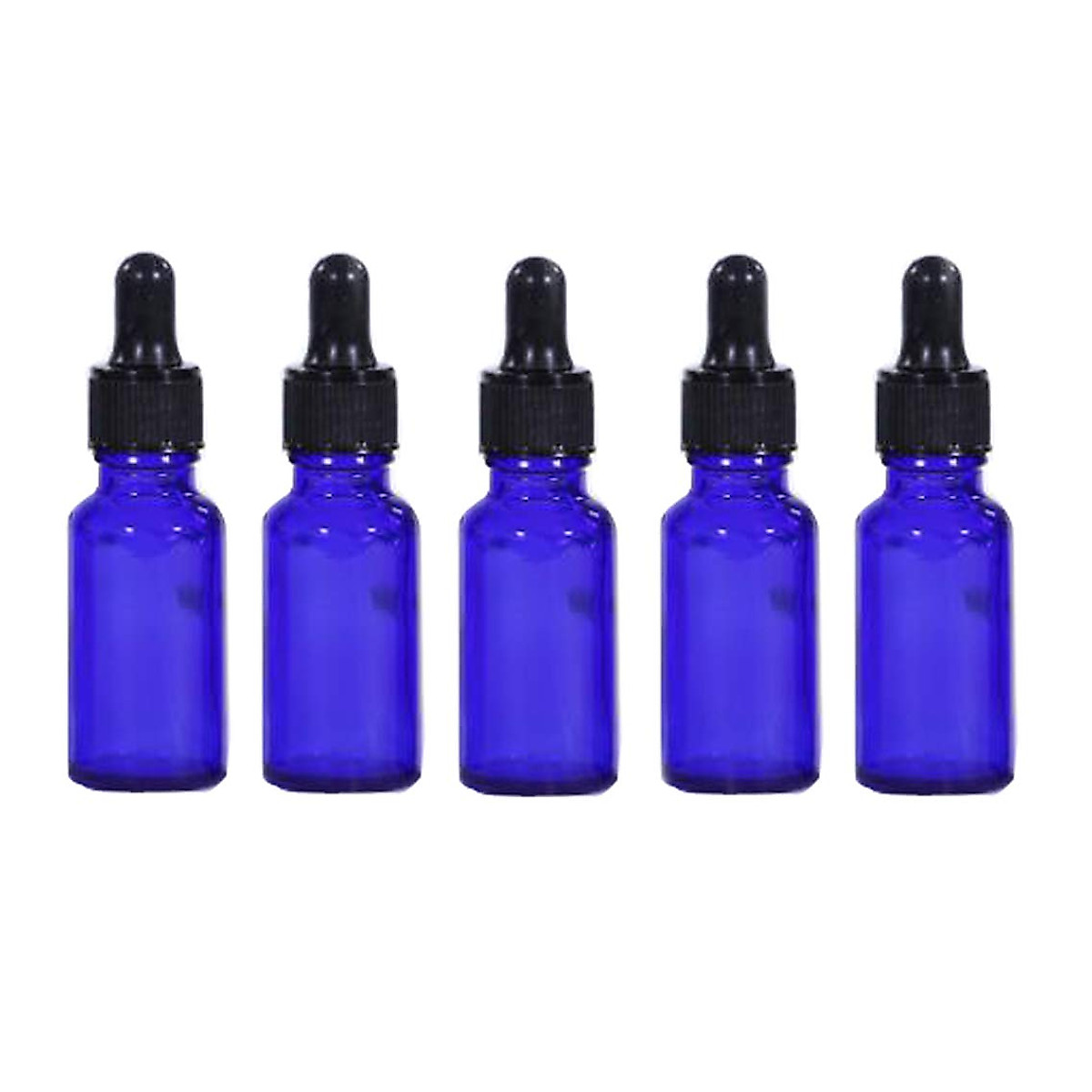 ericotry 6 Pcs Cobalt Blue 0.5 oz / 15 ml Glass Round Dropper Bottles With Glass Droppers Empty Refillable Essential Oil Perfume Aromatherapy Vial Pot Liquid Containers Jars