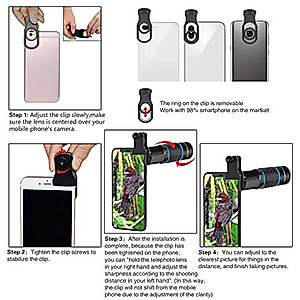 Phone Camera Lens Kit 10 in 1 for iPhone Samsung Pixel Android, 22X Telephoto Lens, 0.63Wide Angle Lens&15X Macro Lens, 198° Fisheye Lens,Kaleidoscopes, CPL+Tripod，for Most Smartphone