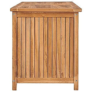 GOTOTOP Deck Box in Solid Teak Wood, Wooden Patio Storage Box Container, Garden Backyard Storage Bench for Outdoor Cushions Garden Tools,59.1"x19.7"x22.8"