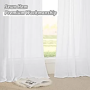 RYB HOME White Sheer Curtains & Velvet Curtains