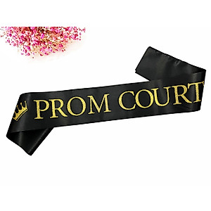 Prom Court Sashes Set of 6, Black and Gold Glitter Prom Court Sashes, 6 Pieces, Prom School Party Accessories, Prom Court Set for Prom King, Prom Queen, Prom Court