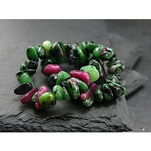 LKBEADS Natural Ruby in Zoisite 4-5mm nugget smooth 7inch Semi-Precious Gemstones Beaded Bracelets for Men Women Healing Crystal Stretch Beaded Bracelet Unisex