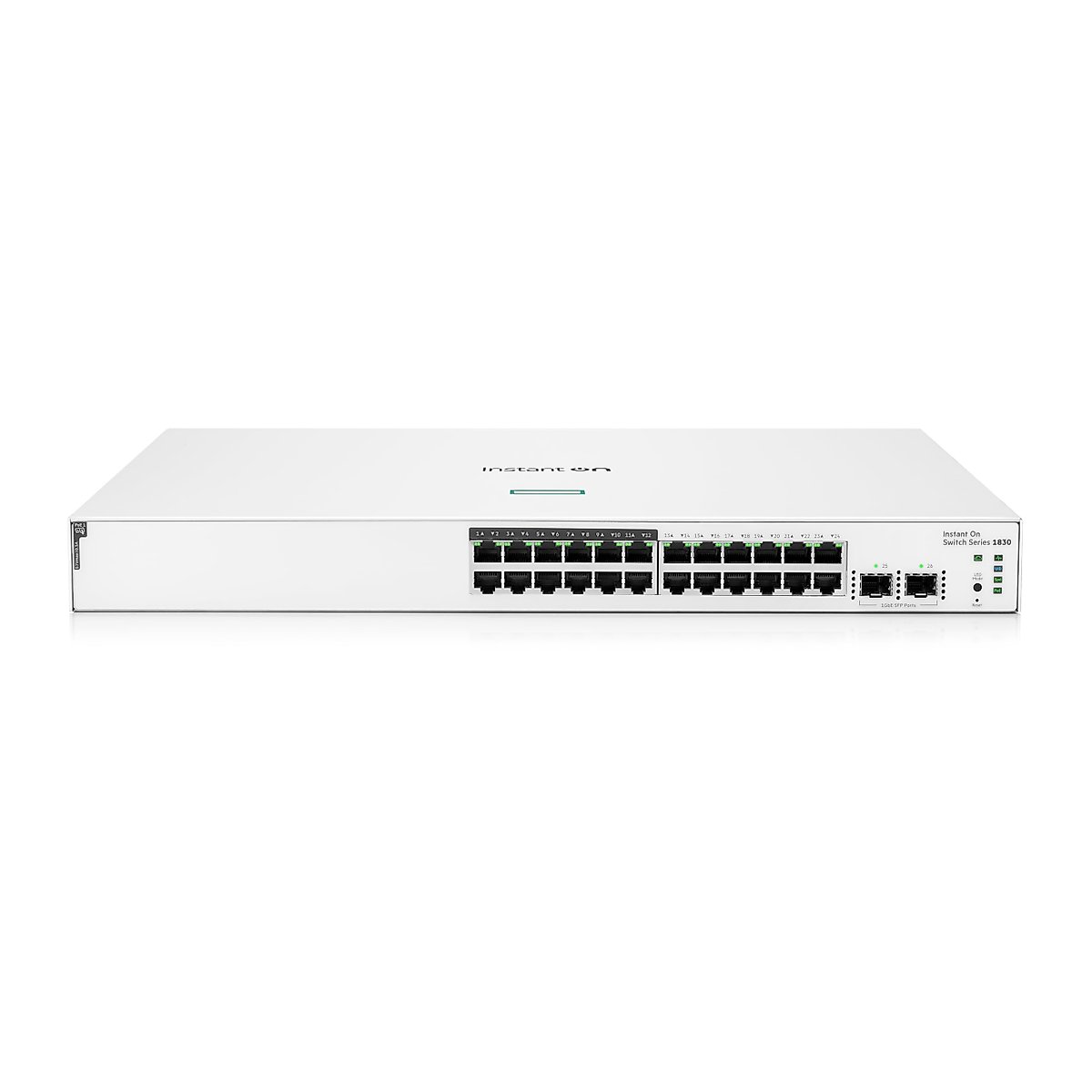 HPE Networking Instant On Switch Series 1830 24-Port Gb Smart-Managed Layer 2 Ethernet Switch with PoE | 24x 1G | 2X SFP | 12x CL4 PoE (195W) | Fan-Less | US Cord (JL813A#ABA)