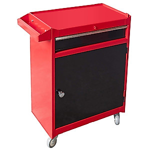 Wolf Rolling Garage Workshop Tool Organizer: Detachable 4 Drawer Tool Chest with Large Storage Cabinet and Adjustable Shelf, Red/Black (WF1204R-RB)