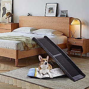 62”L Heavy Duty Portable Folding Dog Ramps for Large Dogs SUV, Truck Car Ramp Stairs Step Ladder for Pet, Non-Slip Design for Pool Boat