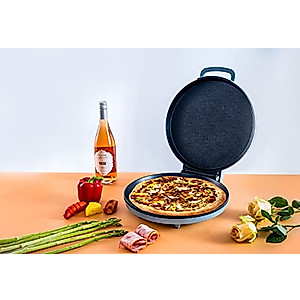 Courant Pizza Maker 12-inch Pizzas Machine, Newly improved Cool-touch Handle Non-Stick plates Pizza oven & Calzone Maker, Electric Countertop Oven for Home or School, 12” Indoor Grill/Griddle, Gray