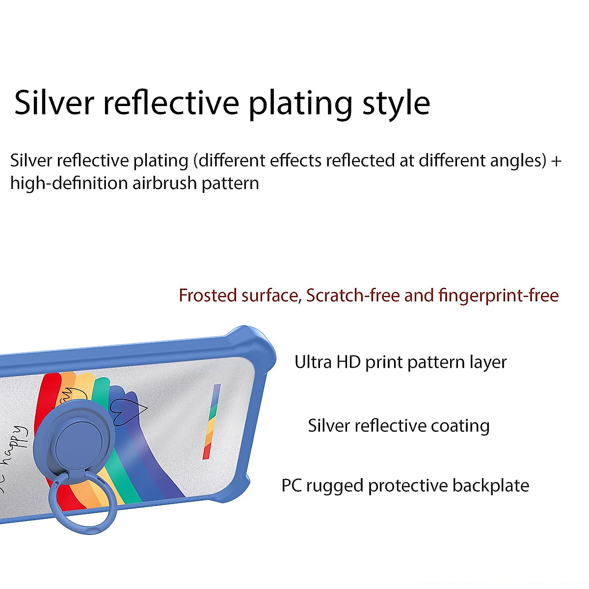 jioeuinly Case for Infinix Smart 6 Case Compatible with Infinix Smart 6 Phone Case Cover [with Tempered Glass Screen Protector][Ring Support][Silver Reflect Light] DYL-CHX