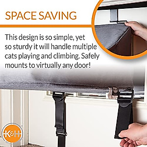 K&H PET PRODUCTS Hangin' Cat Condo Door Mounted Cat Furniture Cat Tree Classy Gray 3 Story