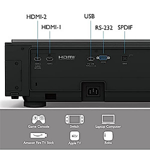 BenQ V7050i 4K Laser TV Projector l Ultra Short Throw l 2500 ANSI Lumens Bright and Beautiful l HDR-PRO l HDR10 & HLG l Android TV l Wireless Casting l HDMIx2 & SPDIF I ARC I 3 Year Warranty (Renewed)