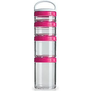 BlenderBottle GoStak Twist n' Lock Storage Jars, 4-Piece Starter Pak, Pink