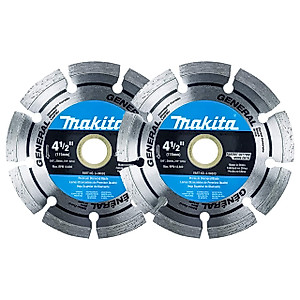 Makita 2 Pack - 4.5” Segmented Rim Diamond Blades For 4.5”+ Grinders & Circular Saws - Long-Lasting Cutting For Concrete, Masonry & Brick - 5/8”, 20mm & 7/8” Arbors