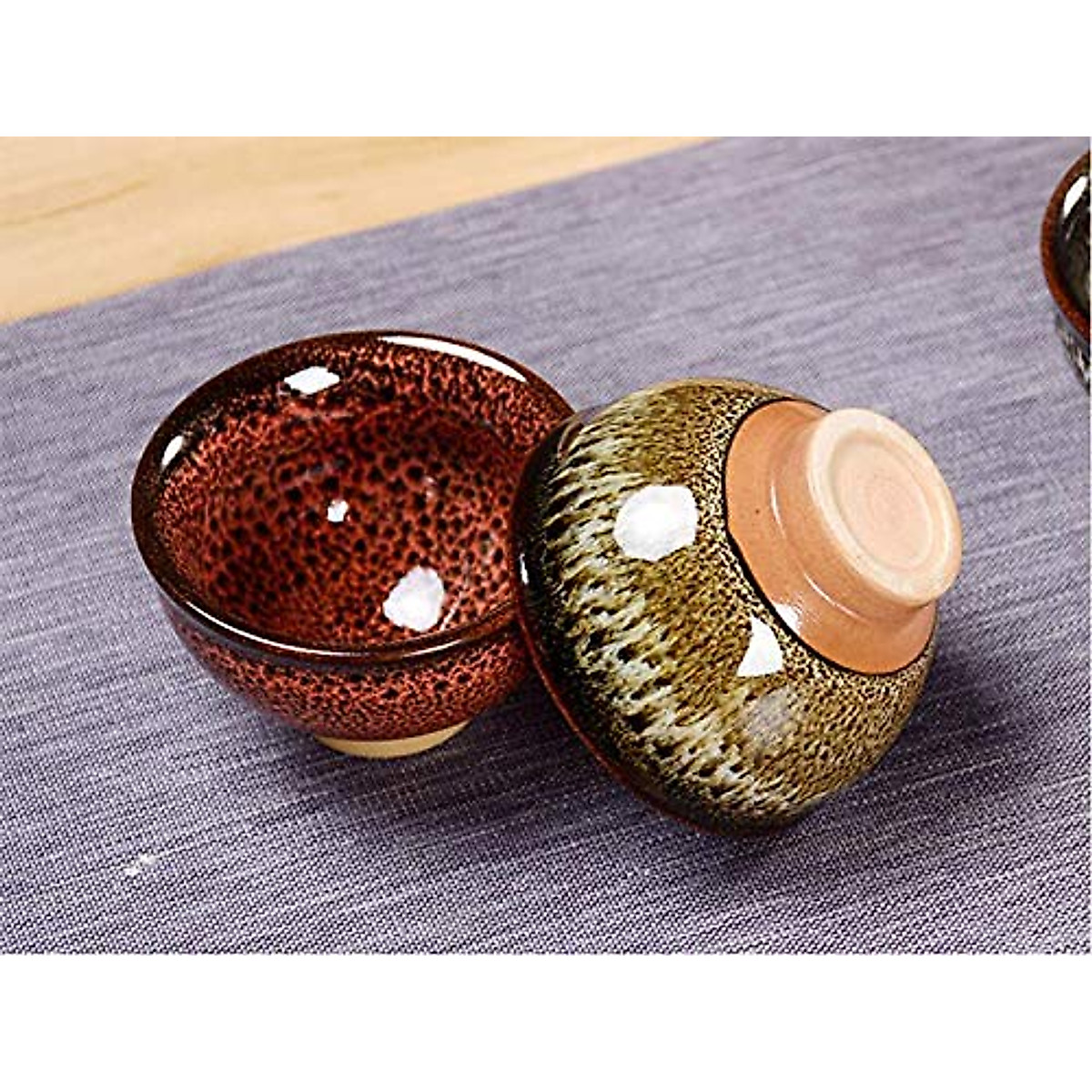 Puoyikt Chinese Ceramic Kung Fu Tea Set of 6, Japanese Tea Cup, Sake Cup, Ceramic Tea Cup, Ceramic Tea Set (6 colors)