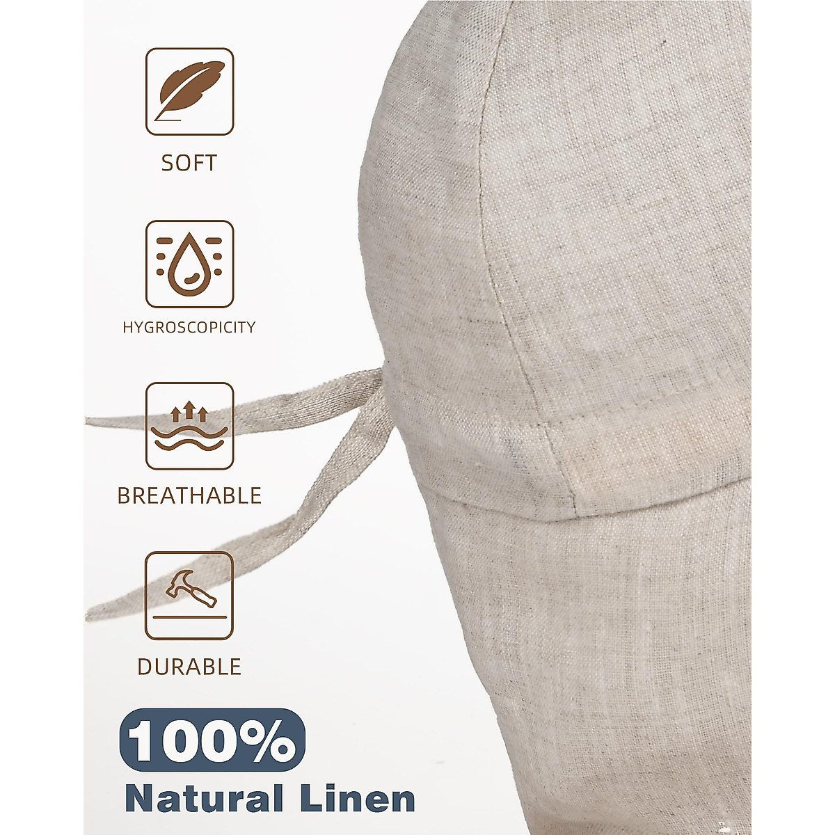 Baby Sun Hat UPF 50+ Adjustable Linen Breathable Infant Quick Drying Summer Beach Hat with Neck Flap Swim Hat for Baby Boys Girls Beige