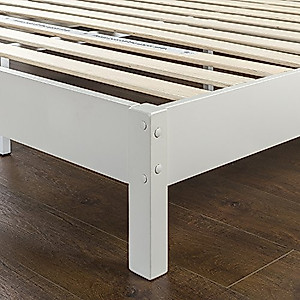 ZINUS Wen Wood Deluxe Platform Bed Frame with Headboard / Solid Wood Foundation / Wood Slat Support / No Box Spring Needed / Easy Assembly, Queen