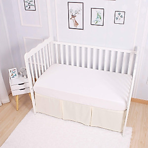 CaSaJa Green Baby Crib Skirt for Boy and Girl, Durable Woven Platform and Stylish Box Pleated Design, 14" Soft Breathable Crib Dust Ruffle Drop, Fits Standard Size Crib Bed and Easy Install, Green