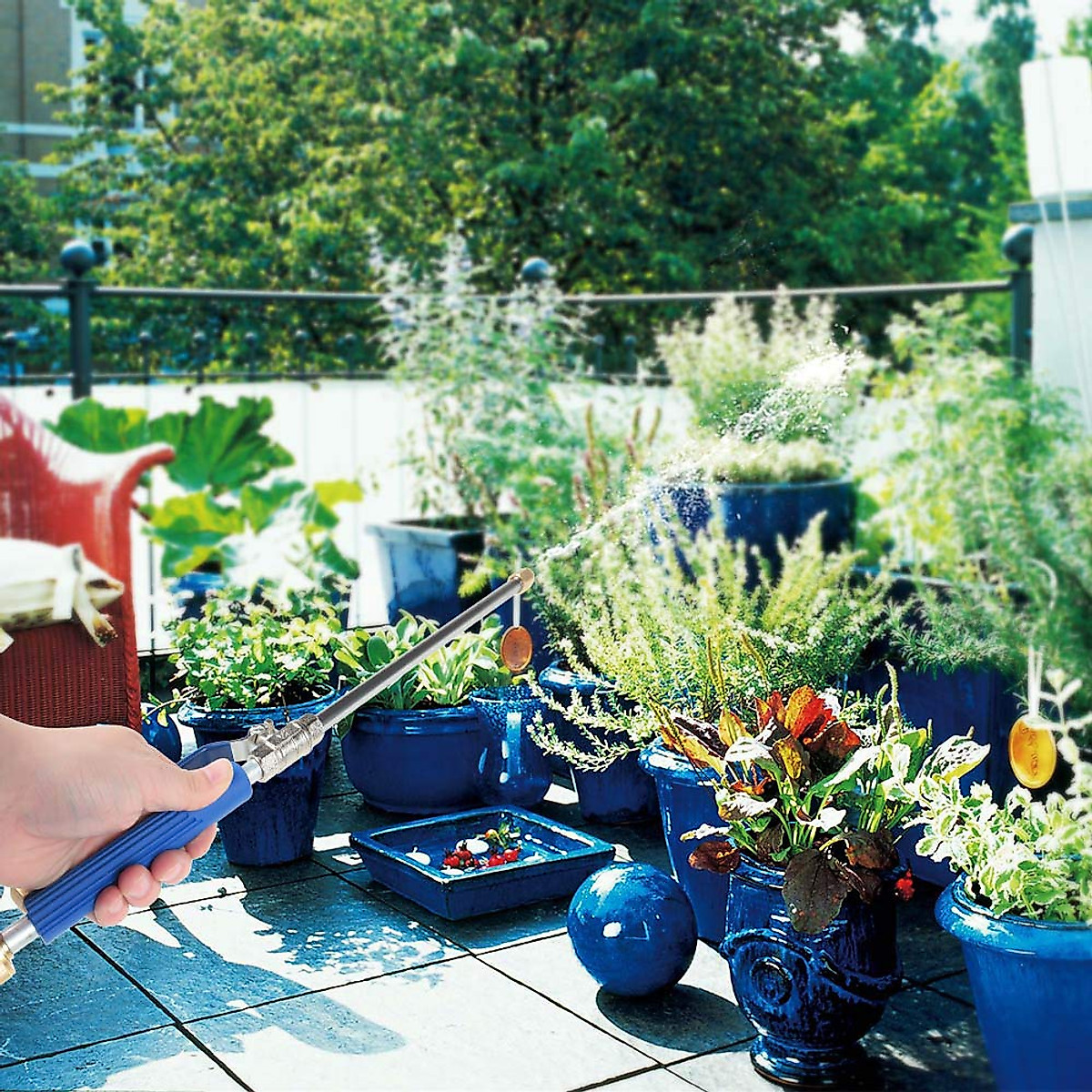 Raddile High Pressure Power Washer Hydro Jet Cleaning Tool, Garden Sprayer Wand and Adjustable Nozzle, Gutter Cleaner, Car Pet Window Cleaning Tool (blue)